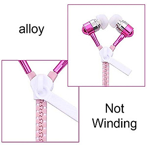 SPRINT4DEALS Luminous Zip Earphones Glow in The Dark Zipper Headphones Light up Wired Earbud Stereo Earphones for Mobile Phones Tablet (Pink)