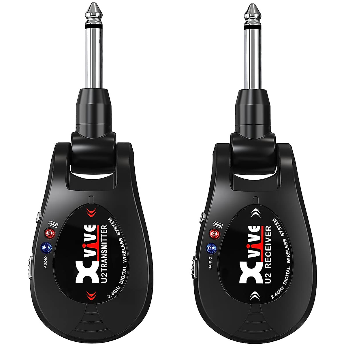 Xvive U2 Guitar Wireless System with Transmitter and Receiver for Electric Guitars, Bass, Violin (Black)