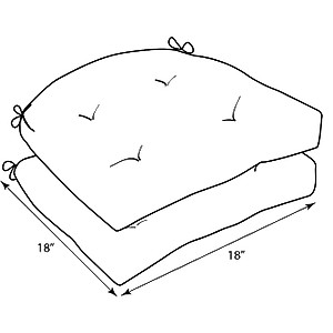 Indoor and Outdoor Chair and Seat Cushion 18"x18" Pack of 2 - Rose Flower (Zippered) Pattern Premium Durable Fabric, Comfort and Softness for Office & Patio Furniture U-Shape Non Skid Chair Cushion