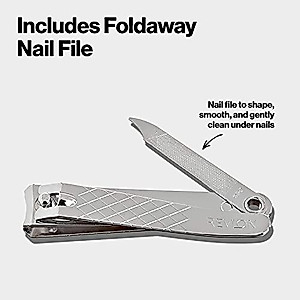 Nail Clipper by Revlon, Nail Care Tools, Curved Blade & Foldaway Nail File for Trimming & Grooming, Easy to Use (Pack of 1)