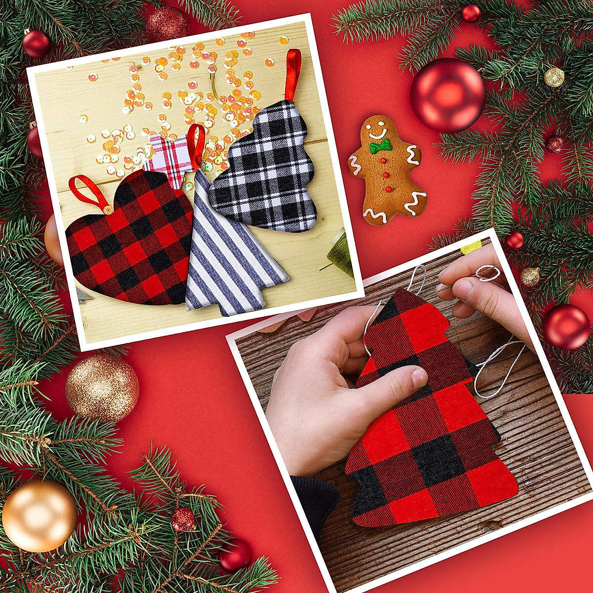 Tatuo 10 Pieces Christmas Fabric Squares Bundles 10 x 10 Inch Buffalo Plaid Cotton Fabric Squares Charm Precut Checked Quilting Fabric for Christmas Holiday DIY Sewing Crafts