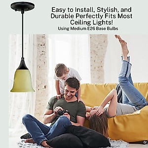 LIGHTACCENTS Alabaster Glass Pendant Light Shade - Farmhouse Style Chandelier Shades, 6"x6", Socket Nut Compatible - Upgrade Pendants, Wall Vanities, Lamps - Pendant Lamp Shade Replacement