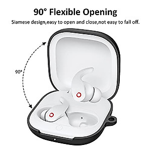 JIML Compatible with Beats Fit Pro Case Soft Silicone Skin Case Cover Shock-Absorbing Protective Case with Keychain and Lanyard for Beats Fit Pro 2021 (Black)