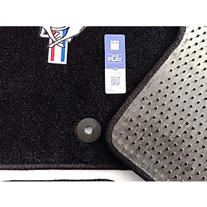 ACC Mats Compatible with 2010-2014 Ford Mustang - 4 PC Black Carpet Floor Mat Set w/Pony Tri-Bar Logo on Front Mats