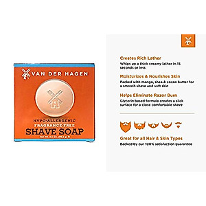Van Der Hagen Men's Luxury Fragrance Free Shave Soap (Pack of 3)