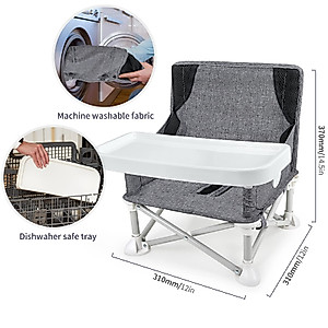 ANTEN Portable Booster Chair with Tray | Travel Booster Seat for Babies and Toddlers | Folding Booster Chair for Dining Table, Camping, Picnic, Beach, Grandma's | Indoor and Outdoor Baby Booster Chair