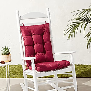 Sweet Home Collection Rocking Chair Cushion Premium Tufted Pads Non Skid Slip Backed Set of Upper and Lower with Ties, 1 Count (Pack of 1), Burgundy Red