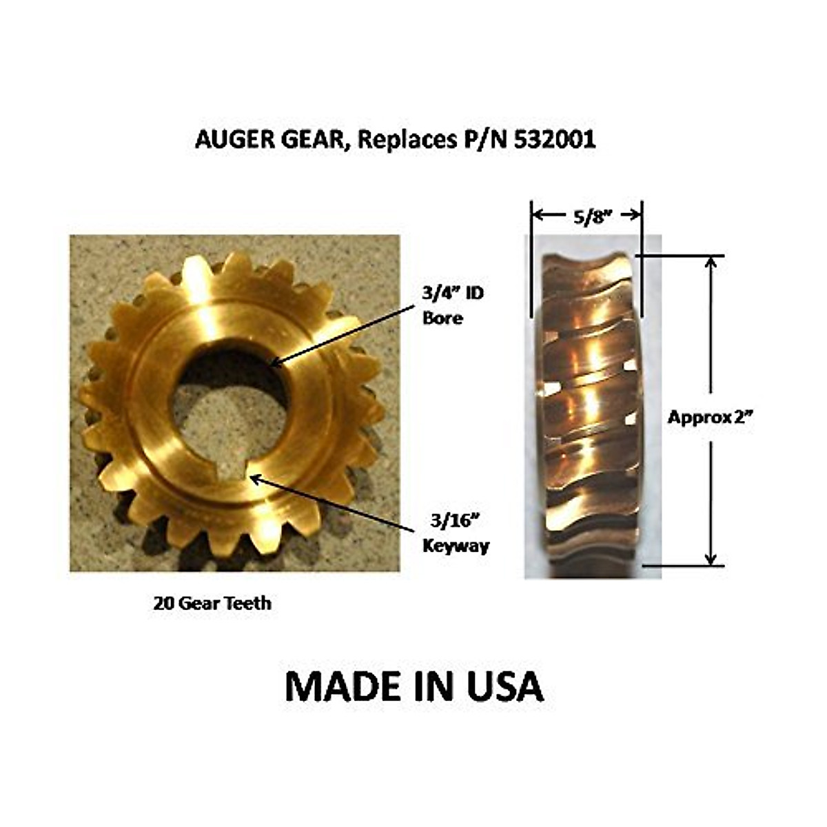 Ariens Compatible Snowblower Bronze Auger Gear 532001 53200100 Made in USA