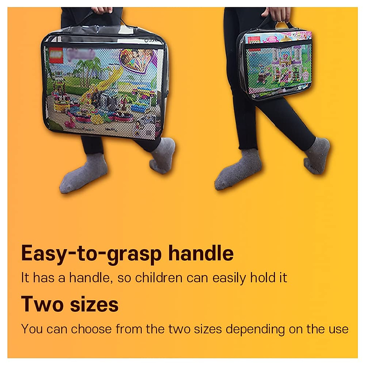 Holay 4 Packs PVC Zippered Blocks Set, Toy, Clay Storage Organizer Case (Name Tag, Manual Pocket) (4 Large)