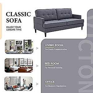 71" Modern Design Couch Soft Linen Upholstery Loveseat for Compact Living Space, Apartment, Dorm.