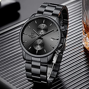 GOLDEN HOUR Men's Watches with Stainless Steel and Metal Casual Waterproof Chronograph Quartz Watch, Auto Date in Grey Hands