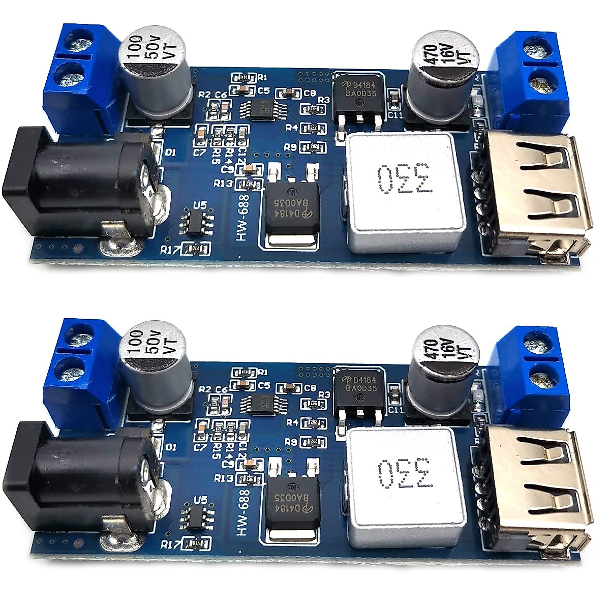 DEVMO 2Pcs 12v to 5v 5A Converter Step-Down Power Supply 24V / 12V to 5V 5A Voltage Regulator DC 9V-36V Step-Down to DC 5V-5.3V 3.5-6A Volt Transformer