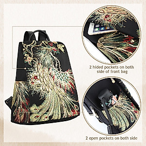 Embroidered Women Backpack Purse, Fashion Canvas Travel Anti-theft Rucksack School Shoulder Bag (Denim-Deep Blue)