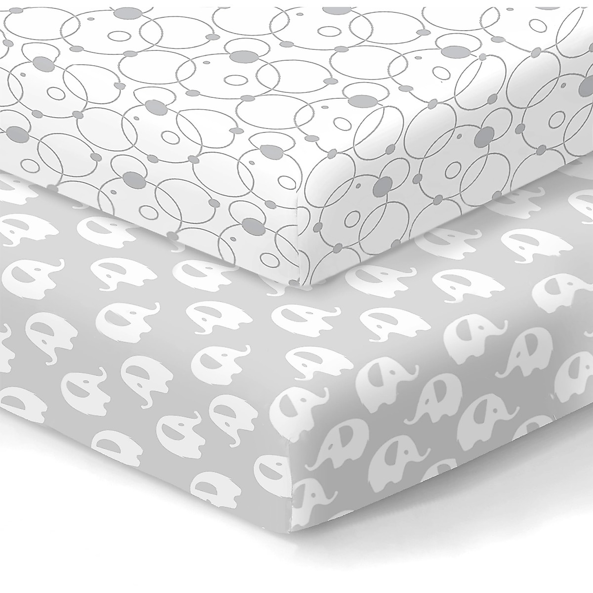 100% Organic Cotton Fitted Sheets for Graco Pack n Play, Babyletto, Pamo Babe, Hiccapop, Dream on Me, Evenflo, Baby Trend, Hygge Hush Portable/Mini Crib/Playards, Beka Bedside Bassinet 2 Pk