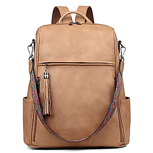 FADEON Laptop Backpack Purse for Women Large Designer PU Leather Laptop Bag, Ladies Computer Shoulder Bags