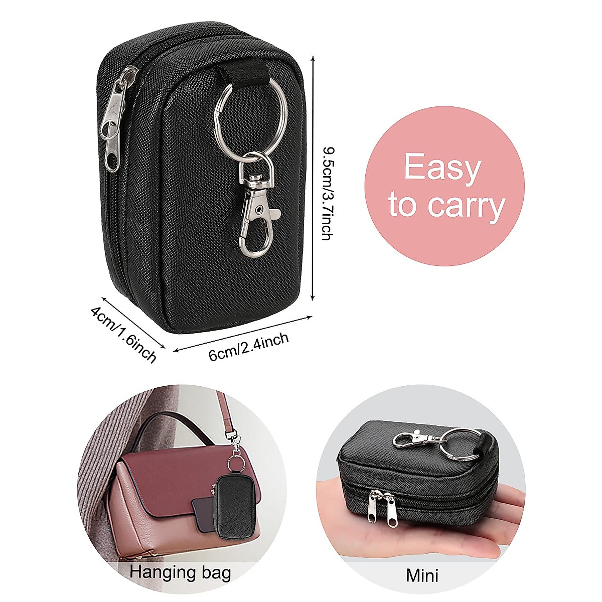 Meiiy Chapstick Holder Bag Small Lip Balm Sleeve Pouch Lipstick Portable Storage Bag Lip Gloss Case With Hook Accessories Gift for Women (balck)