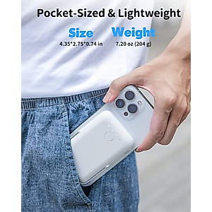 JoyGeek Magnetic Portable Charger, 10,000mAh Wireless Power Bank with Foldable Stand, Mag Safe Battery Pack PD 20W Fast Charging with C-C Cable for iPhone 14/14 Pro/14 Pro Max/14 Plus & 13/12 Series