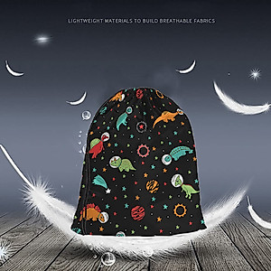 Beabes Cute Dinosaur Astronauts Drawstring Bags Backpack Bag Outer Space Galaxy Planet Spaceship Stars Cool Animal Sport Gym Sack Drawstring Bag String Bag Yoga Bag for Men Women