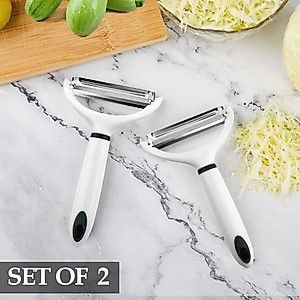 2PCS Cabbage Shredder Slicer Peeler for Coleslaw, Cabbage Cutter Grater Shredder for Sauerkraut, Large Y Peeler Wide Blade Vegetable Peeler, White with Green