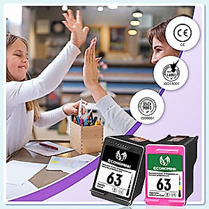 Economink Remanufactured Ink Cartridge Replacement for HP Ink 63 Compatible with OfficeJet 3830 5255 5258 4650 4652 4655 Envy 4520 4512 4513 4516 DeskJet 1112 2130 3630 3632 3634 2130 2132 Printer
