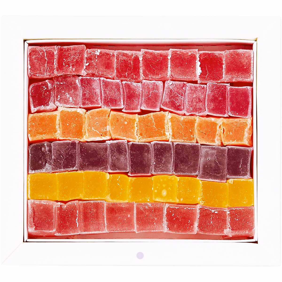 Cerez Pazari Turkish Delight Candy With Assorted Flavors, Gourmet Medium Size Snacks Gift Box, Sweet Luxury Traditional Confectionery Loukoumi, Vegan Lokum, Approx. No Nuts, 42 Pcs, 16 oz.