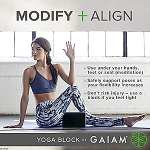 Gaiam Yoga Block - Supportive Latex-Free EVA Foam Soft Non-Slip Surface for Yoga, Pilates, Meditation, Storm Gray