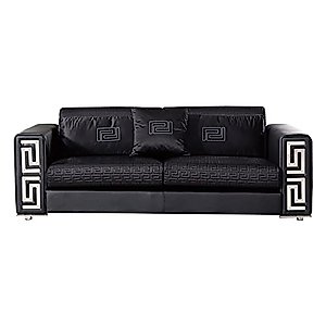 American Eagle Furniture AE223 Black Color with Faux Leather and Fabric Sofa