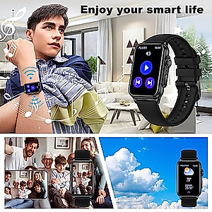 Smart Watches for Women Men with Call, Smart Watch Fitness Tracker With Blood Oxygen Blood Pressure and Sleep Monitor, 1.57'' Full Touch Screen IP68 Waterproof, for Android IOS Phone(with 2 bands)