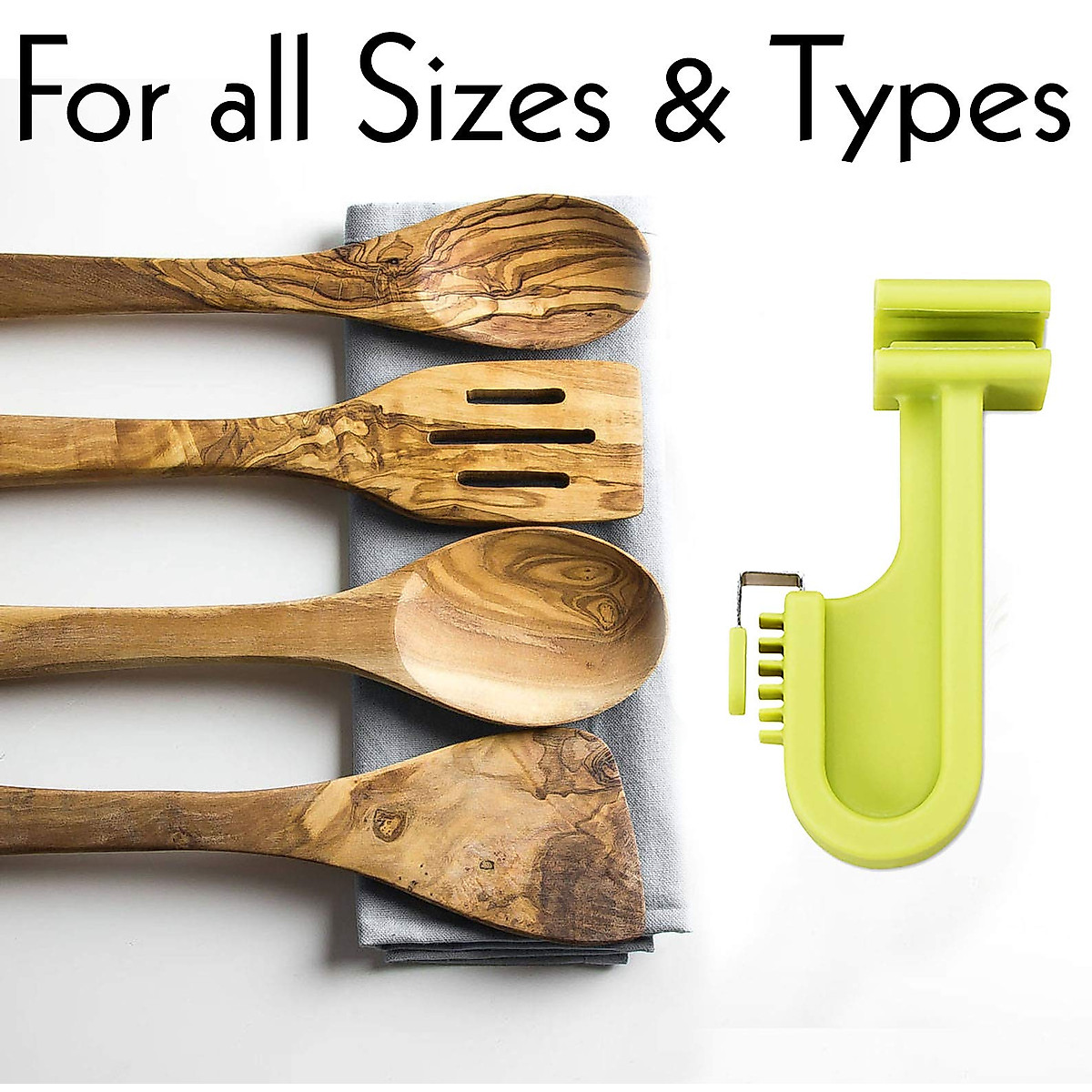 Cestash Pot Clip for Spoons - Heat Resistant Spoon Holder - Stainless Steel and Silicone Design for Extra Protection - Spoon Dock for Utensils (Green)