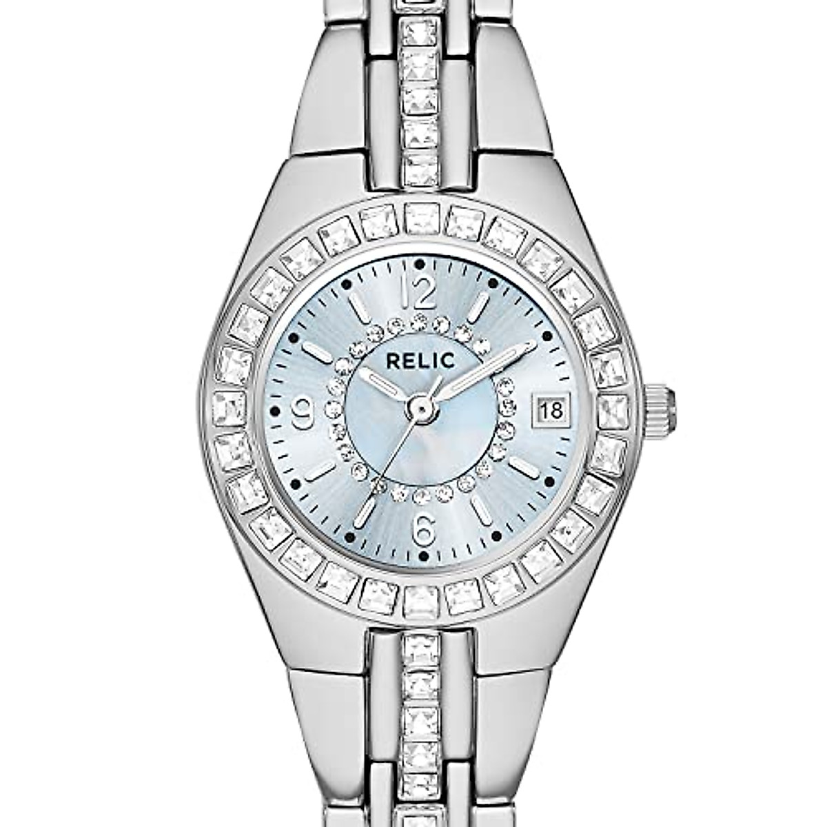 Relic by Fossil Women's Queen's Court Quartz Stainless Steel Dress Watch, Color: Silver-Tone (Model: ZR12161)