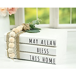 Dazingart Mini Wood Book Stack, May Allah Bless This Home, Farmhouse Islamic Home Decor, Eid Tiered Tray Decoration Ramadan Decor for Table