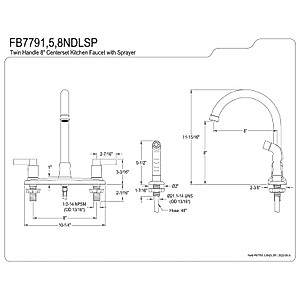 Kingston Brass FB7798NDLSP NuvoFusion 8" Centerset Kitchen Faucet, Brushed Nickel