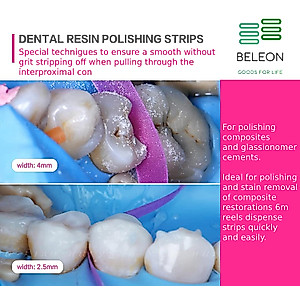 BELEON Dental Polishing Strips - Tooth Polisher Dental File for Teeth Sanding Grinding Deep Teeth Cleaning Tool Tooth Polish Abrasive Strip Oral Care Cleaning Tool - Medium 1 Roll 4mm x 6M