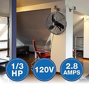 Air King 9070 30-Inch 1/3-Horsepower Industrial Grade Wall Mount Fan, Black Finish