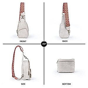 MEEJUNE Small Sling Bag for Women Leather Crossbody bags Fanny Pack Chest Bag for Women Fashionable-Grey