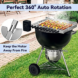 Skyflame Stainless Steel Electric Barbecue Shish Kabob Skewer Set with 9pcs Skewers, Automatic Rotating Skewer Turner with Adjustable Speed Motor and Adjustable Length Rotisserie BBQ Grill Rack