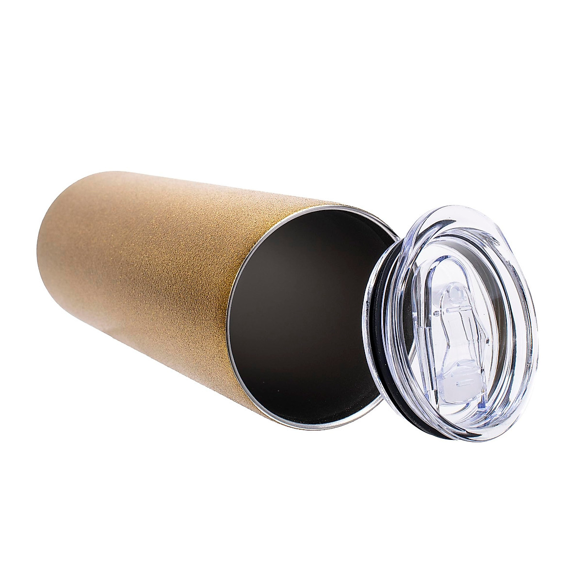 Elanze Designs Cow Animal Print Wrap-Around Design 20 Ounce Insulated Stainless Steel Coffee Travel Tumbler Mug Cup, Slide Top Lid & Reusable Straw, Vegas Gold Glitter