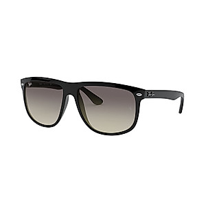 Ray-Ban RB4147 Boyfriend Square Sunglasses, Black/Grey Gradient Dark Grey, 60 mm
