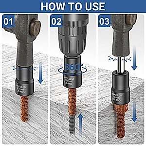 MABLEVI Bolt Nut Extractor Set with Center Punch Bar, 6PCS 1/2" Drive Impact Lug Nut Remover Socket Tool, Wheel Lock Removal Kit for Damaged, Frozen, Studs, Rusted, Rounded-Off Bolts, Nuts & Screws
