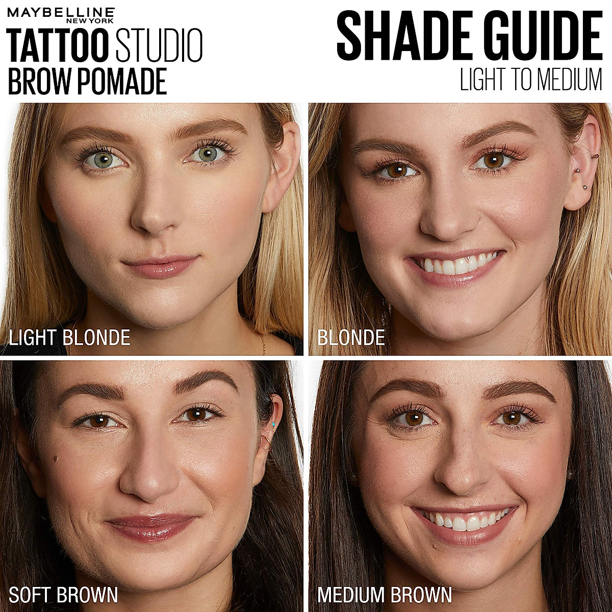 Maybelline TattooStudio Brow Pomade Long Lasting, Buildable, Eyebrow Makeup, Medium Brown, 1 Count