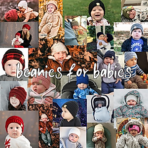 Funky Junque Exclusives Infant Winter Beanie, Newborn Winter Hat 100% Acrylic Material, Ribbed Knit Design, Moisture-Wicking Properties, Baby Beanies 6-12 Months Toddler Winter Hat (Black)