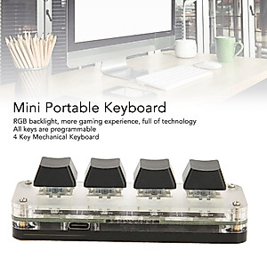 4 Keys Macro Programmable Keyboard, Acrylic RGB Backlight Gaming Keypad, DIY One Handed Mechanical Macro Pad 4Keys Keyboard for Winws Computer