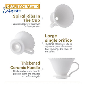 D'ORAMIE Pour Over Coffee Dripper Set ，Maker Ceramic Slow Brewing Coffee Set for Home, Cafe Restaurants Homewarming Gift Easy Manual Brew Maker Gift Strong Flavor Brewer Set