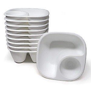 Rolling Sands Reusable Snack and Dip Bowls, 10 Pk, USA Made, Dishwasher and Microwave Safe, Personal Size, BPA-Free, Two Compartments to Hold Dips, Snacks and Treats, White