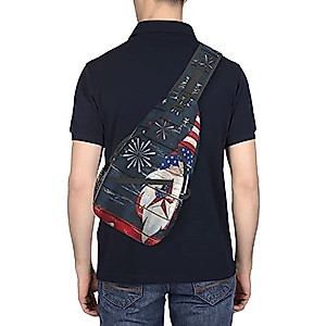 Stylish Chest Sling Bag American Flag Funny Gnomes with Texas Star,Crossbody Shoulder Backpack Adjustable Chest Bag Lightweight Casual Daypack for Men Women Outdoor Sports Biking Hiking Shopping