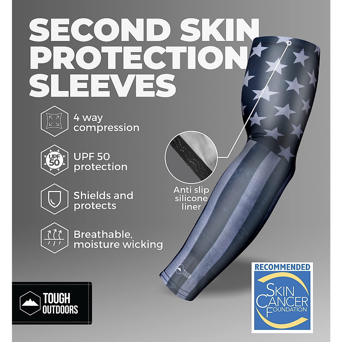 Tough Outdoors Sports Compression Arm Sleeves for Men & Women - Youth, Kids Basketball Shooting Sleeves - Football, Baseball