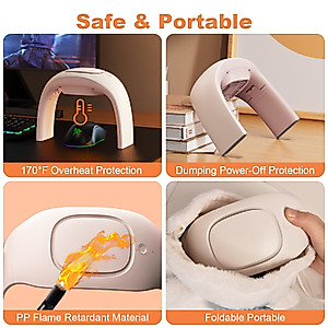 Space Heaters for Indoor Use, Foldable Heated Mouse Pad Hand Warmer, Portable Electric Small Desk Heater for Office, Ceramic Energy Efficient Heater with Thermostat, Christmas Gifts (Beige)