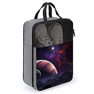 Frcavbin Galaxy Nebula Outer Space Travel Shoe Bag Shoes Carrier with Handle and Zipper Foldable Shoe Puches Organizer for Home storage School starts