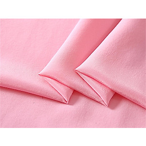 100 Pure Mulberry Silk Fabric 44'' Width 16m/m Crepe de Chine Silk by 1 Yard for Pajamas,Shirt or DIY Crafts(Pink)