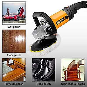 Goplus Electric Car Polisher Variable 6-Speed Rotary Polisher 7" Buffer Sander w/Bonnet Pad, 10Amp, 600-3,100RPM